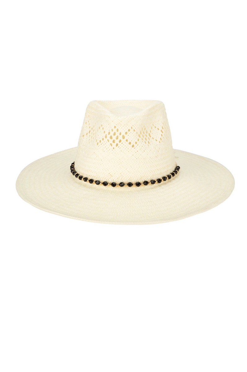Woven Paper Fedora with Beaded Band – Très Bleu Boutique